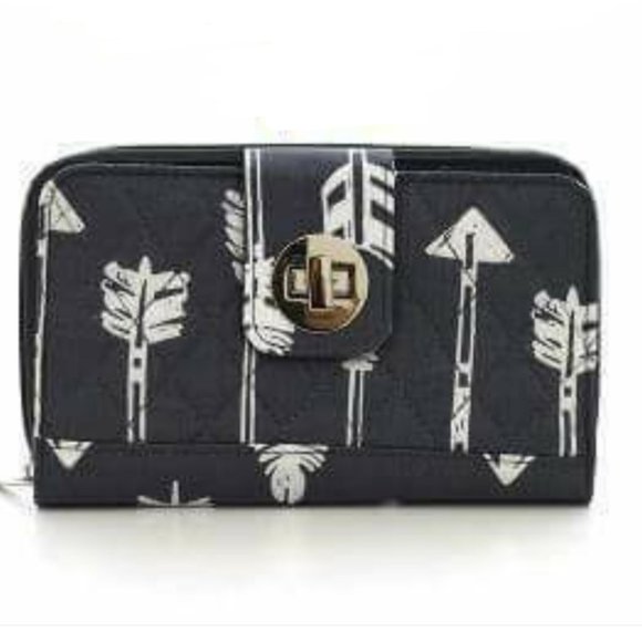 Bags | Grey Quilted Arrow Wallet | Poshmark